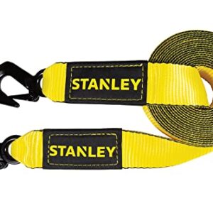 STANLEY ‎S1053 Black/Yellow 2" x 30' Tow Strap with Tri-Hook (9,000 lb Break Strength) for Disabled Recreational Vehicles