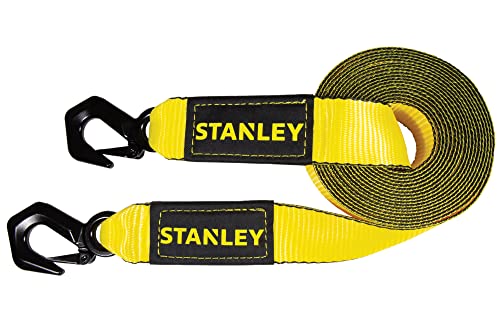 STANLEY ‎S1053 Black/Yellow 2" x 30' Tow Strap with Tri-Hook (9,000 lb Break Strength) for Disabled Recreational Vehicles