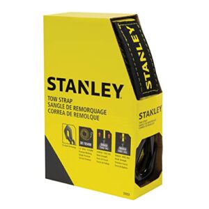 STANLEY ‎S1053 Black/Yellow 2" x 30' Tow Strap with Tri-Hook (9,000 lb Break Strength) for Disabled Recreational Vehicles