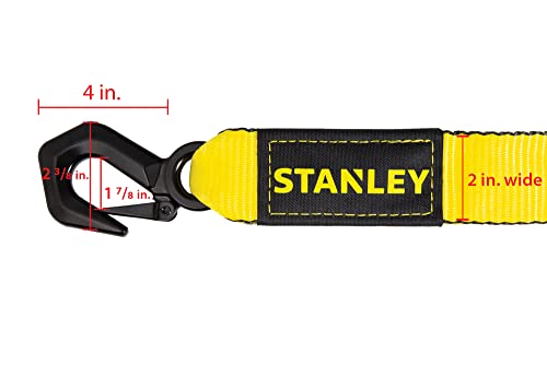 STANLEY ‎S1053 Black/Yellow 2" x 30' Tow Strap with Tri-Hook (9,000 lb Break Strength) for Disabled Recreational Vehicles