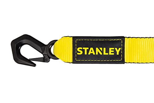 STANLEY ‎S1053 Black/Yellow 2" x 30' Tow Strap with Tri-Hook (9,000 lb Break Strength) for Disabled Recreational Vehicles