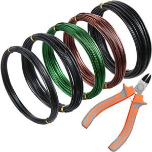 5 roll aluminum bonsai training wire tree 160 feet total with bonsai wire cutter anodized wire 1/1.5/2.0 mm training wire for holding bonsai branches small trunks