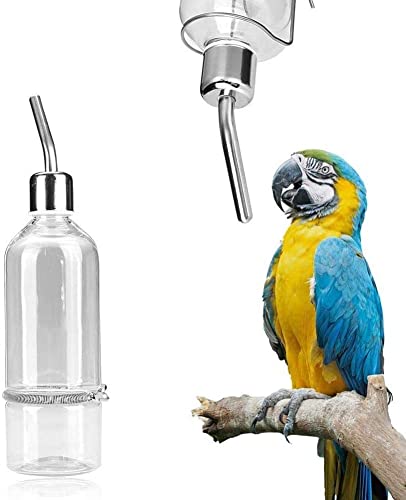 GOTOTOP Parrot Water Feeder Pet Hanging Water Feeding Bottle No Drip Dispenser Pet Supplies with Stainless Steel Ball Nipple for Small Animals Bird Hamster Rabbit Chinchilla Ferret(L)