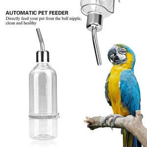 GOTOTOP Parrot Water Feeder Pet Hanging Water Feeding Bottle No Drip Dispenser Pet Supplies with Stainless Steel Ball Nipple for Small Animals Bird Hamster Rabbit Chinchilla Ferret(L)