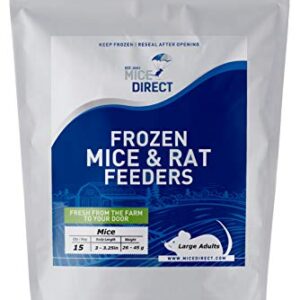 MiceDirect Frozen Large Adult Feeder Mice Food for Adult Ball Pythons Juvenile Red Tale Boa Monitors Lizards (15 Count)