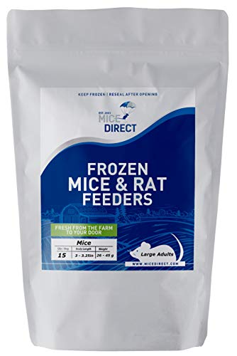 MiceDirect Frozen Large Adult Feeder Mice Food for Adult Ball Pythons Juvenile Red Tale Boa Monitors Lizards (15 Count)