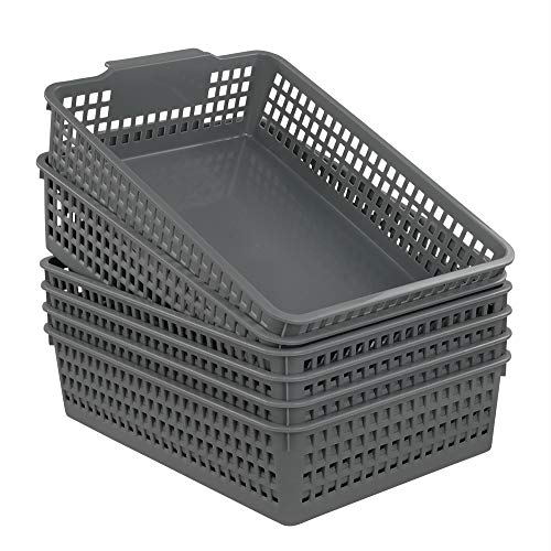 Cand Grey Plastic Basket Tray, A4 Paper Bakets, 6 Packs