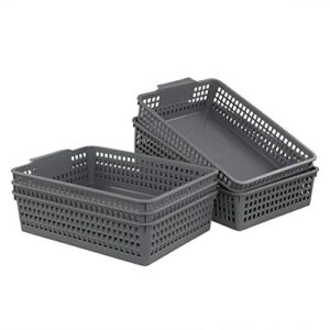 Cand Grey Plastic Basket Tray, A4 Paper Bakets, 6 Packs