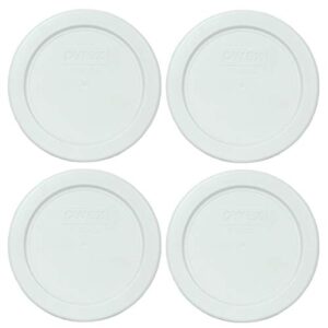 pyrex 7202-pc white round plastic food storage replacement lid, made in usa - 4 pack