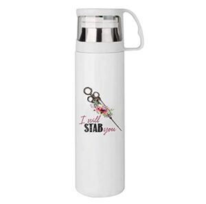 xiersi funny coffee thermos cup - i will stab you - gag gift ideas for nurses nursing graduation gifts nursing mugs for nurses birthday cute 14 oz coffee cups for nurse