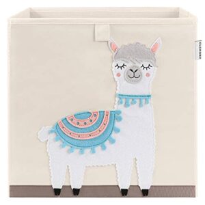 clcrobd foldable animal cube storage bins fabric toy box/chest/organizer for kids nursery, 13 inch (llama)