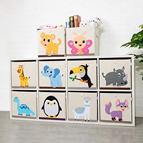 CLCROBD Foldable Animal Cube Storage Bins Fabric Toy Box/Chest/Organizer for Kids Nursery, 13 inch (Llama)