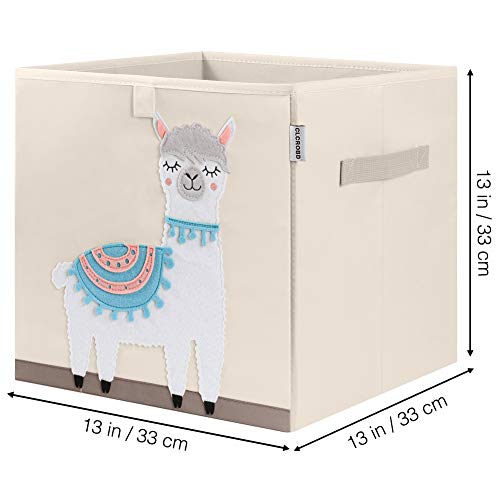 CLCROBD Foldable Animal Cube Storage Bins Fabric Toy Box/Chest/Organizer for Kids Nursery, 13 inch (Llama)