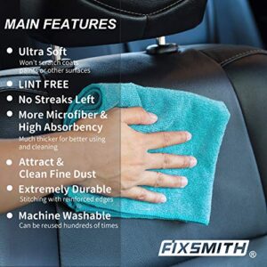 FIXSMITH Microfiber Cleaning Cloth - Pack of 8, Size: 12 x 16 in, Multi-Functional Cleaning Towels, Highly Absorbent Cleaning Rags, Lint-Free, Streak-Free Cleaning Cloths for Car Kitchen Home Office.