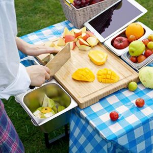 Extensible Bamboo Cutting Board Set with 4 Containers for Kitchen with Juice Groove, Eco-friendly Chopping and Serving Board for Meats Bread Fruits - M 15.7" x 10.2"