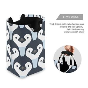 WXLIFE Laundry Hamper Cute Penguin Babies Bird Collapsible Laundry Basket Large Storage Bag, Foldable Organizer Clothes Bag with Handle for Home, Dorm, Room