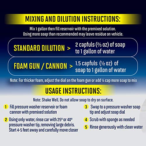 MISSION AUTOMOTIVE Concentrated Pressure Washer Car Wash Soap for Vehicle Cleaning 8oz Makes 12 Gallons - Made in the USA - For Pressure Washers