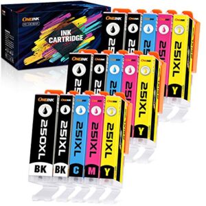 oneink compatible ink cartridge replacement for canon ink 250 and 251 ink cartridges for pixma mx922 ip7220 mg5520 mg5420 ix6820 ip8720 mg7520 mg7120 mg6320 (3pgbk/3bk/3c/3m/3y) 15 packs