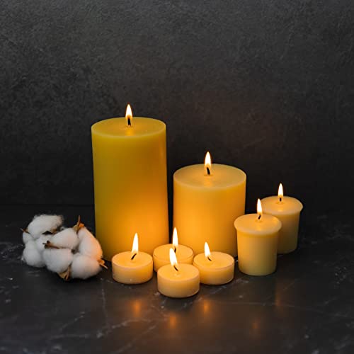 Beeswax Candles 100% Pure Handmade Natural for Gift Home Décor | Non-Toxic Air Purifying Biodegradable | Slow Burning All Natural 3x3