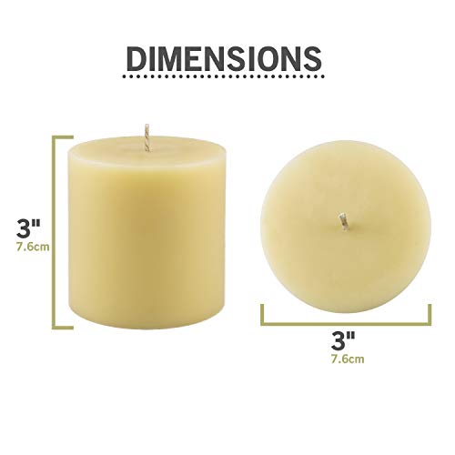 Beeswax Candles 100% Pure Handmade Natural for Gift Home Décor | Non-Toxic Air Purifying Biodegradable | Slow Burning All Natural 3x3