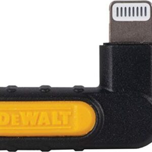 DEWALT 3.5mm to Lightning Adapter — 90-Degree Lightning Female to 3.5mm Male Headphone Jack Adapter for iPhone — Compatible Apple Lightning to 3.5mm Headphone Jack Adapter