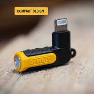 DEWALT 3.5mm to Lightning Adapter — 90-Degree Lightning Female to 3.5mm Male Headphone Jack Adapter for iPhone — Compatible Apple Lightning to 3.5mm Headphone Jack Adapter