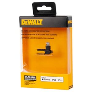 DEWALT 3.5mm to Lightning Adapter — 90-Degree Lightning Female to 3.5mm Male Headphone Jack Adapter for iPhone — Compatible Apple Lightning to 3.5mm Headphone Jack Adapter