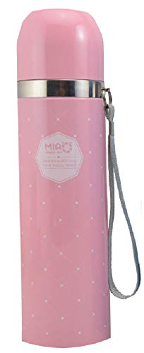 Best Stainless Steel Thermos Bottle - New Triple Wall Insulated - BPA Free - Hot Coffee or Cold Tea + Drink Cup Top - Perfect for Office (Pink, 500 ml)