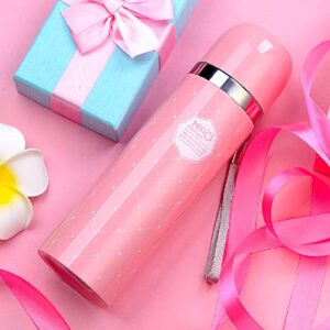 Best Stainless Steel Thermos Bottle - New Triple Wall Insulated - BPA Free - Hot Coffee or Cold Tea + Drink Cup Top - Perfect for Office (Pink, 500 ml)