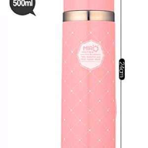 Best Stainless Steel Thermos Bottle - New Triple Wall Insulated - BPA Free - Hot Coffee or Cold Tea + Drink Cup Top - Perfect for Office (Pink, 500 ml)