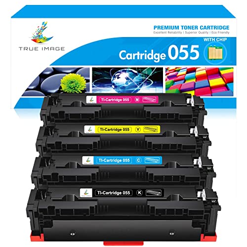 TRUE IMAGE Compatible 055 Toner Cartridge Replacement for Canon 055 055H Toner for Color imageCLASS MF743Cdw MF741Cdw MF745Cdw MF746Cdw LBP664Cdw Printer with Chip (Black Cyan Magenta Yellow, 4-Pack)