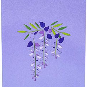 Paper Love 3D Pop Up Card, Wisteria Tree, For Mom, Adults or Kids, Mothers Day, All Occasions - 5" x 7" Cover - Includes Envelope and Note Tag