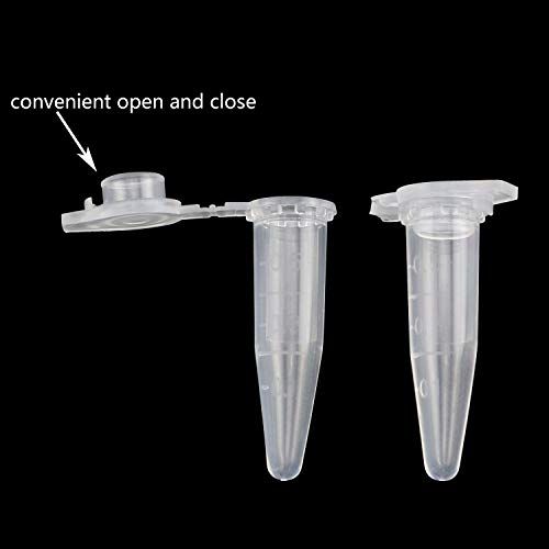 Tegg Centrifuge Tubes 200PCS 0.5 ml Clear Graduated Polypropylene Microcentrifuge Vials Tubes with Attached Lids