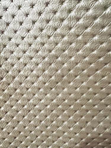 FABRICS FOREVER - Faux Leather Diamond Embossed Stitch Rose Gold Silver Upholstery Fabric by The Yard - 54’’ Wide | Silver Vinyl Fabric Material Faux Leather Sheets for DIY, Upholstery Crafts