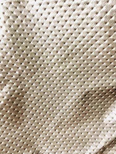 FABRICS FOREVER - Faux Leather Diamond Embossed Stitch Rose Gold Silver Upholstery Fabric by The Yard - 54’’ Wide | Silver Vinyl Fabric Material Faux Leather Sheets for DIY, Upholstery Crafts