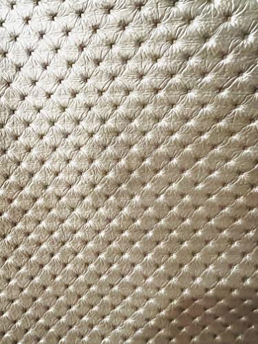 FABRICS FOREVER - Faux Leather Diamond Embossed Stitch Rose Gold Silver Upholstery Fabric by The Yard - 54’’ Wide | Silver Vinyl Fabric Material Faux Leather Sheets for DIY, Upholstery Crafts