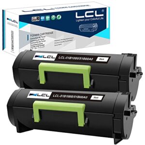 lcl remanufactured toner cartridge replacement for lexmark 51b1000 ms317 ms317dn ms417 ms417dn ms517 ms517dn ms617 ms617dn mx317 mx317dn mx417 mx417dn mx517 mx517de updated chip (2-pack black)