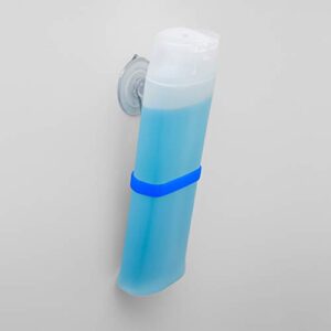 Shower Bandit Shower Caddy for The Wall with Shower Suction Cup and Rust Proof Hook Hang Shampoo/Conditioner Bottles on Smooth Surfaces - Pack of 2 (Blue)