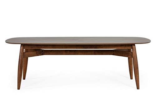 Limari Home Margit Collection Modern Style Beveled-Edge Walnut Finished Ash Veneer Top 8 Persons Rectangular Dining Table with Solid Wood Legs and Base, Brown