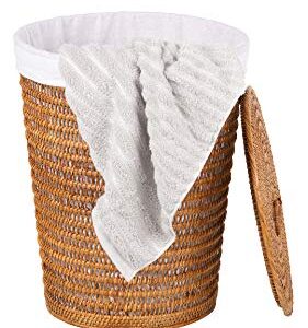 Cambria Rattan Laundry Hamper with Liner, Honey-Brown