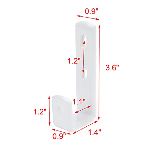 Geesatis Hook Hardware 2 PCS Bed Ladder Hooks Utility Hooks Bunk Bed Ladder Hook Unique Design Heavy Duty Hook Brackets for Bed Decoration Tool, with Mounting Screws, White, Inner Length: 28mm