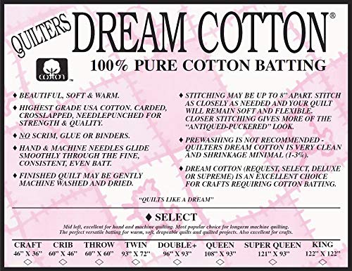 Quilter's Dream Select Loft Batting for Quilting (Twin, White)