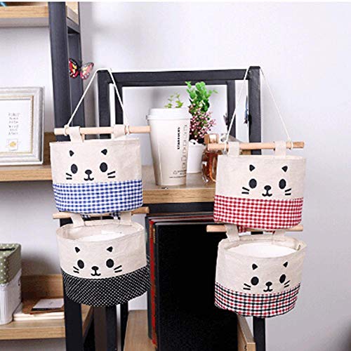 RainbowBaby Over The Door Storage Bags Closet Organizer, Wall-Mounted Hanging Cotton Linen Storage Basket Holder Decor Bin Bag (2 Pack)