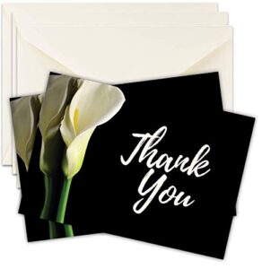 mpc brands customized personalized funeral bereavement thank you cards with envelopes - set of 50 (custom lily)