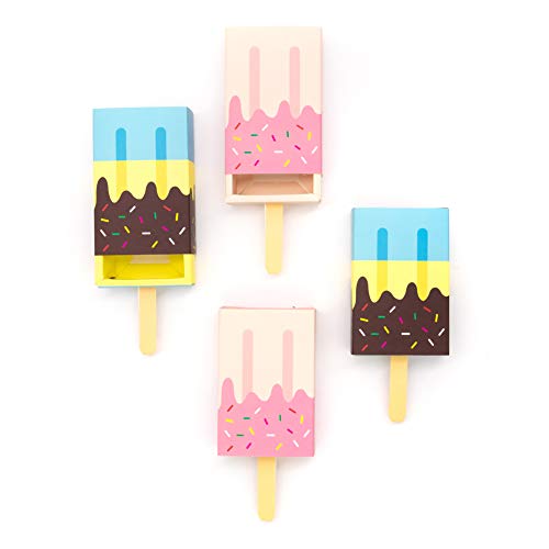 AUEAR, 12 Pack Gift Boxes Popsicle Shape Ice Cream Party Favor Box Mini Cartoon Candy Folding Paper for Decorations