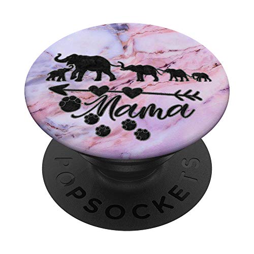 Black Mama Elephant Four Babies Pink Gray Blue PopSockets Swappable PopGrip