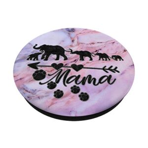 Black Mama Elephant Four Babies Pink Gray Blue PopSockets Swappable PopGrip