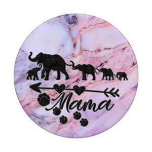 Black Mama Elephant Four Babies Pink Gray Blue PopSockets Swappable PopGrip