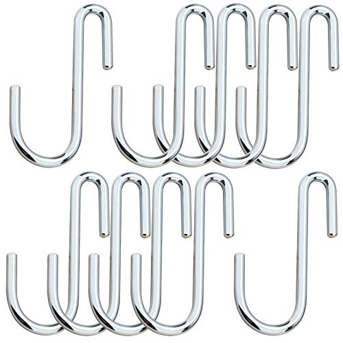 BAYEAR S-Shaped Hook, 10 Pieces of Carbon Steel Silver Metal Hook, Coffee Cup Hook, Suitable for Kitchen, Wardrobe, Bathroom, Office, Flower Basket, Garden Plants or Outdoor Activities.