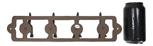 Ebros Cast Iron Whimsical Rustic Wagging Puppy Dog Tails 4 Pegs Quad Wall Hooks 13.75" Wide Hanger Dogs Themed Wall Mount Leash Coat Hat Keys Hook Decor Hanging Sculpture Plaque